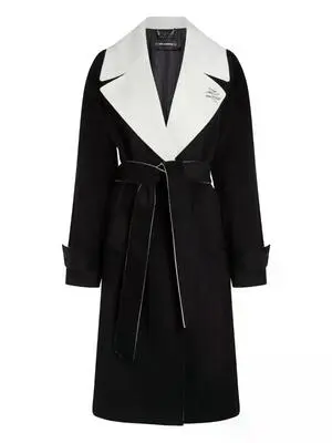 Karl Lagerfeld Belted Coat With Contrast Collar