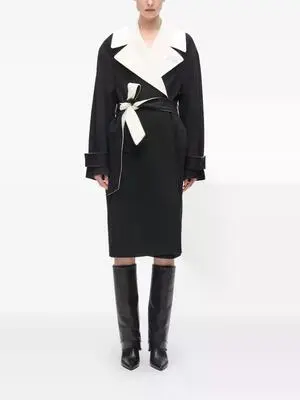 Karl Lagerfeld Belted Coat With Contrast Collar