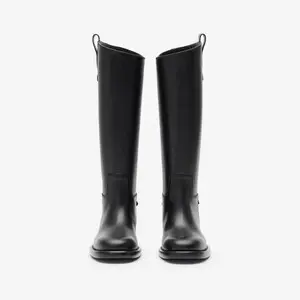 Burberry Leather Cavalier Boots - Black