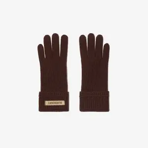 Burberry Logo Patch Wool Blend Gloves - Treacle Brown
