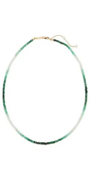 Shashi Aisha Gemstone Necklace - Emerald Ombre Floral