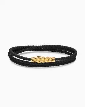 David Yurman Chevron Triple Wrap Bracelet - Black Leather
