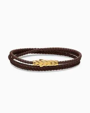 David Yurman Chevron Triple Wrap Bracelet - Brown Leather