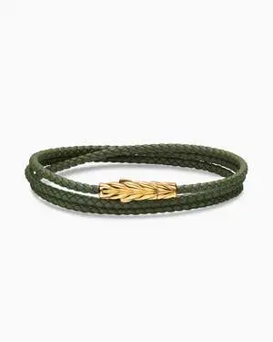 David Yurman Chevron Triple Wrap Bracelet - Green Leather