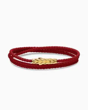 David Yurman Chevron Triple Wrap Bracelet - Red Leather