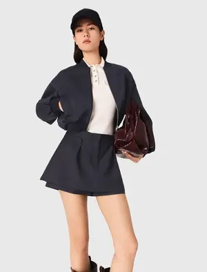 Maje Zipped Mix Wool Bomber Jacket