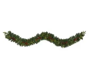 NEARLY NATURAL 9' Mixed Pine Christmas Garland With 50 Lights - One-color