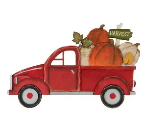 NORTHLIGHT 14' Red Truck With Pumpkins Harvest Ign Decor - One-color