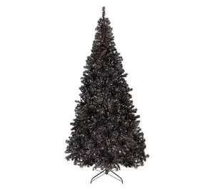 NORTHLIGHT Prelit Tinsel Halloween Tree 9' With Clear Lights - One-color
