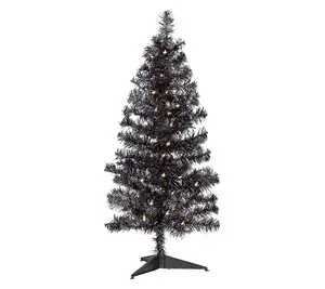 NORTHLIGHT Prelit Tinsel Halloween Tree 3' With Clear Lights - One-color