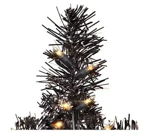 NORTHLIGHT Prelit Tinsel Halloween Tree 3' With Clear Lights