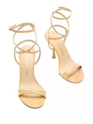 STUART WEITZMAN 100mm Nudist Wrap Patent-leather Sandals - Neutrals