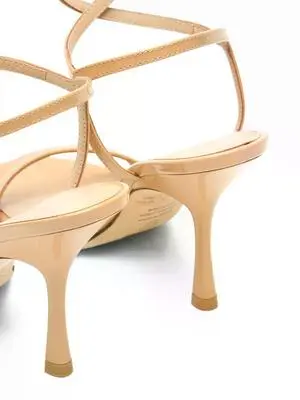 STUART WEITZMAN 100mm Nudist Wrap Patent-leather Sandals - Neutrals