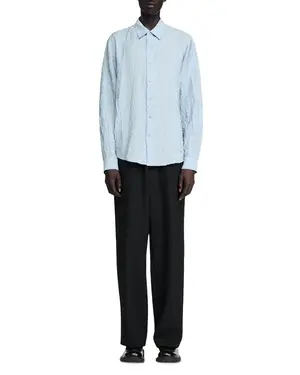Sandro Crinkled Button-front Shirt - Sky Blue