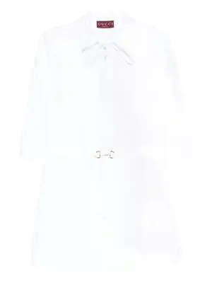 Gucci Horsebit-detail Poplin Mini Dress - White