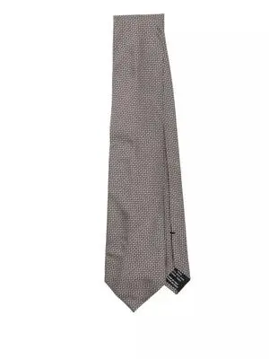 TOM FORD Geometric-jacquard Neck Tie - Grey