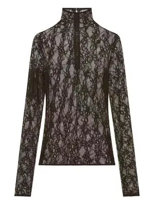 COURREGES Lace High-neck Top - Black