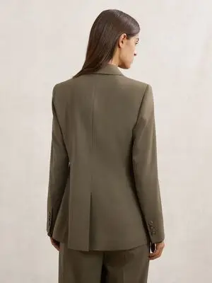 REISS Solene Petite Wool-blend Double-breasted Suit Blazer - Green