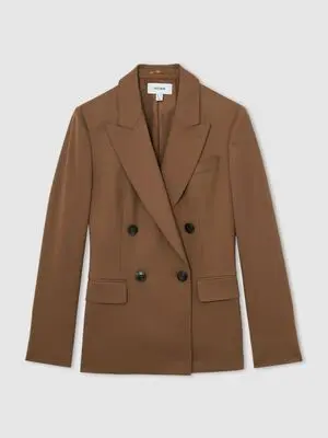 REISS Solene Petite Wool-blend Double-breasted Suit Blazer