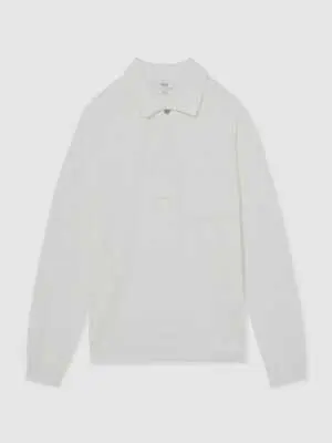 REISS Clinton Cotton Concealed-placket Polo Shirt - White