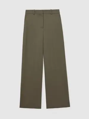 REISS Solene Wool-blend Wide-leg Suit Trousers - Green