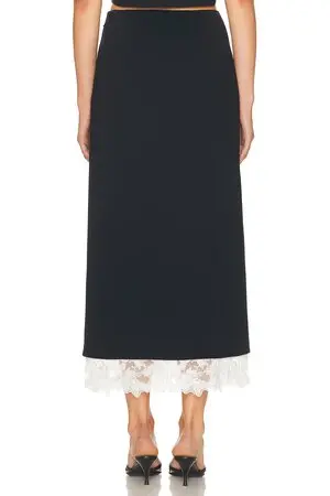 HELSA The Midi Pencil Skirt With Lace & Poplin