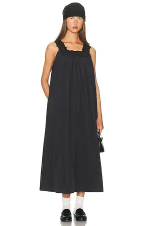 HELSA Midi Dress With Lace In Tech Poplin - Black