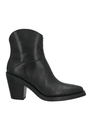 Ash Leather Cowboy Ankle Boots - Black
