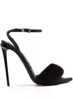 Philipp Plein Crystal-embellished Fur Sandals