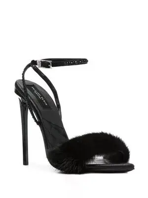 Philipp Plein Crystal-embellished Fur Sandals