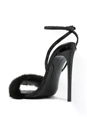 Philipp Plein Crystal-embellished Fur Sandals