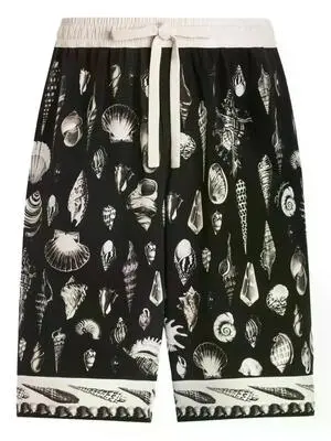 Dolce & Gabbana Seashell-print Drawstring Shorts - Black