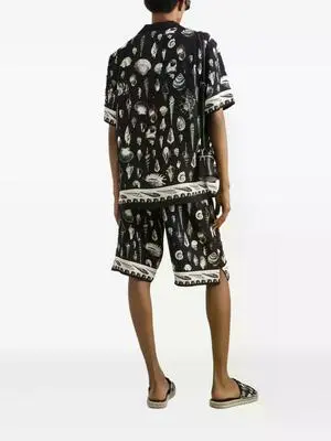 Dolce & Gabbana Seashell-print Drawstring Shorts - Black