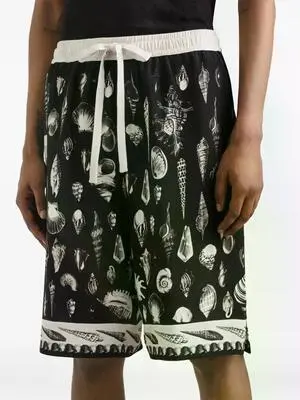 Dolce & Gabbana Seashell-print Drawstring Shorts - Black
