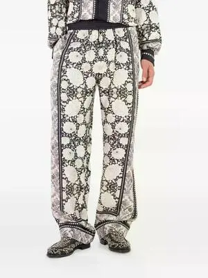 Roberto Cavalli Floral-print Silk Trousers