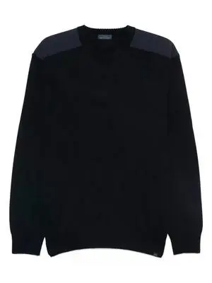 Paul & Shark Wool Jumper With Shoulder Patches - Blue