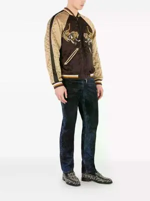 Roberto Cavalli Tiger-embroidered Quilted Bomber Jacket