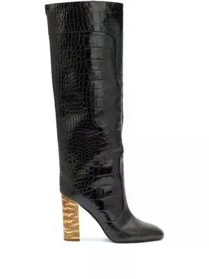Roberto Cavalli Crocodile-effect Leather Knee-high Boots