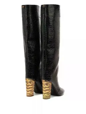Roberto Cavalli Crocodile-effect Leather Knee-high Boots