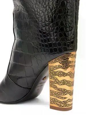 Roberto Cavalli Crocodile-effect Leather Knee-high Boots