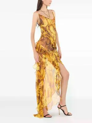 Roberto Cavalli Asymmetric Ruffled Dress