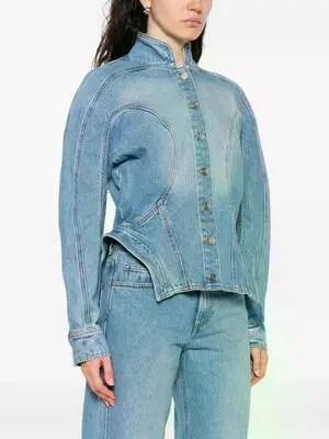 MUGLER Cinched Denim Jacket - Blue