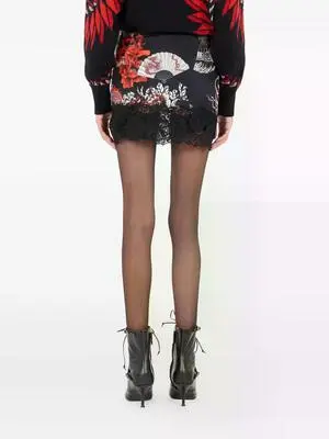 Roberto Cavalli Dragon-print Lace Skirt
