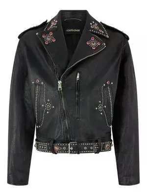 Roberto Cavalli Stud-embellished Leather Biker Jacket