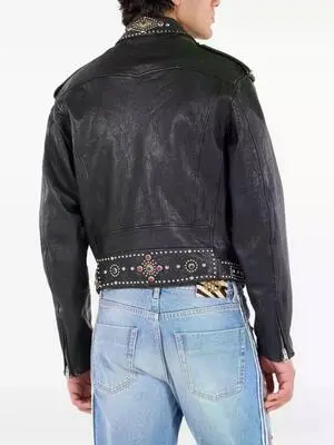 Roberto Cavalli Stud-embellished Leather Biker Jacket