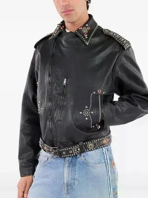 Roberto Cavalli Stud-embellished Leather Biker Jacket