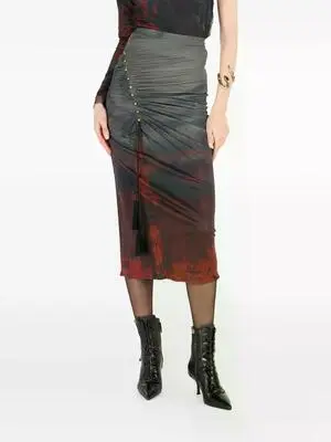 Roberto Cavalli Printed Drawstring Skirt