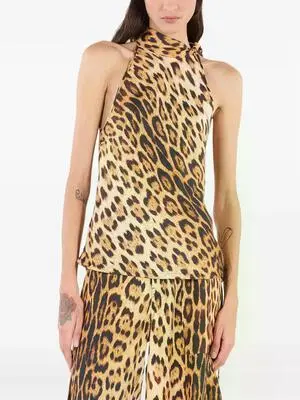 Roberto Cavalli Leopard-print Halter-neck Top