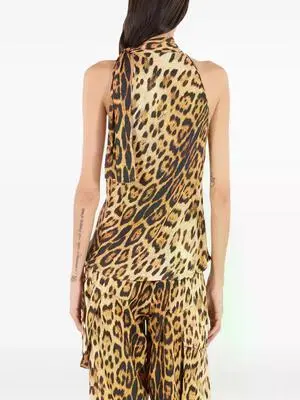 Roberto Cavalli Leopard-print Halter-neck Top