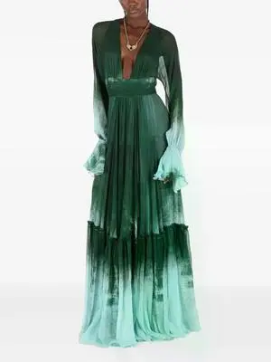 Roberto Cavalli Ruffled Silk Empire Dress